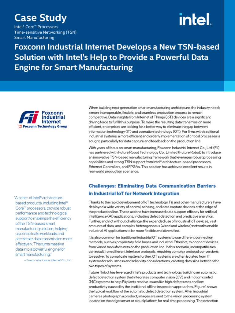 Foxconn New TSN Solution Smart Manufacturing Eng PDF | PDF | Internet Of Things | Artificial ...