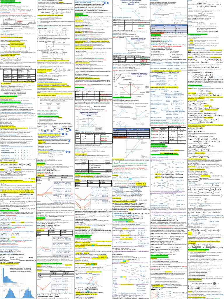 Risk Management Cheatsheet | PDF | Option (Finance) | Bonds (Finance)