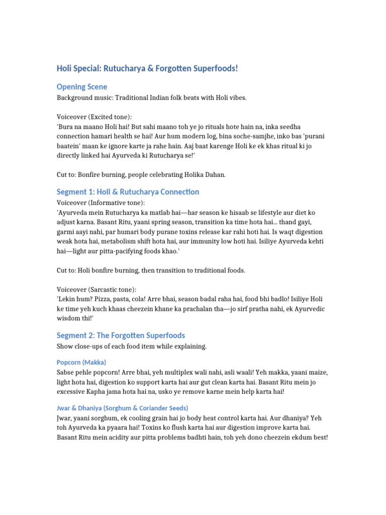 Holi Special Vlog Script | PDF