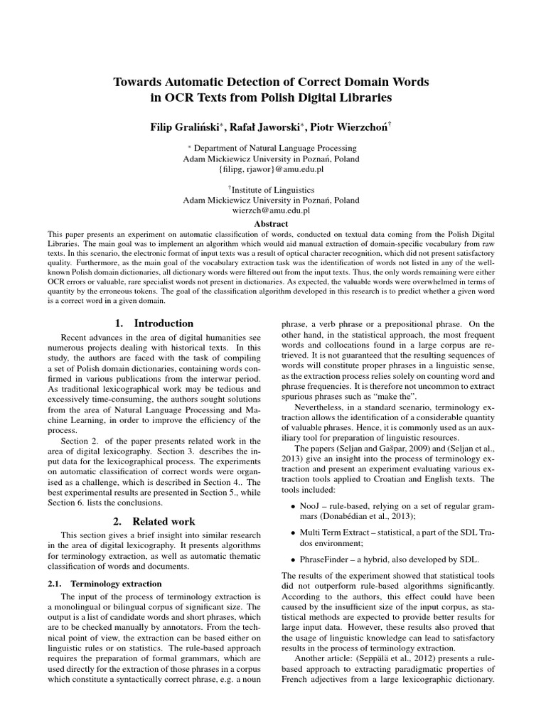 Towards Automatic Detection of Correct Domain Words in OCR Texts From ...