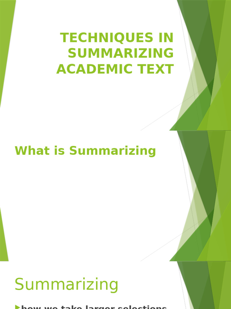 Techniques in Summarizing Academic Text | PDF