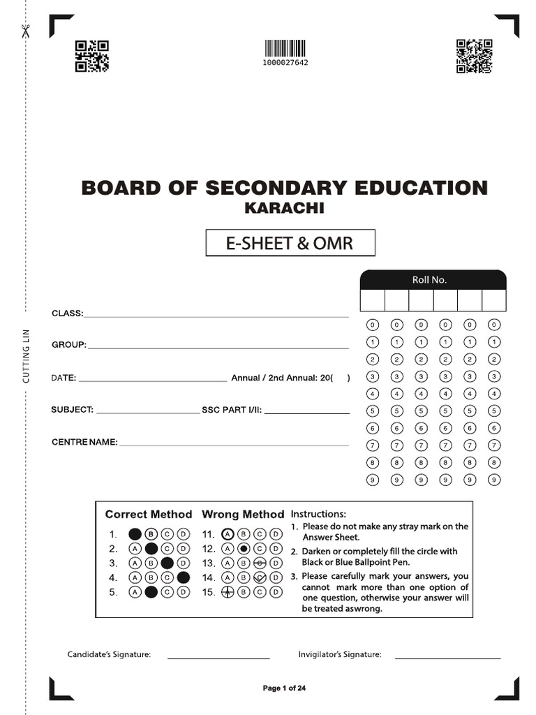 OMR Sheet Guidelines for 2025 Exams | PDF