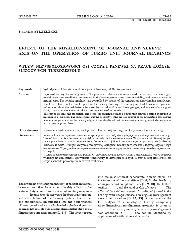 Misalignment Effects on Turbo Unit Bearings | PDF | Bearing (Mechanical ...