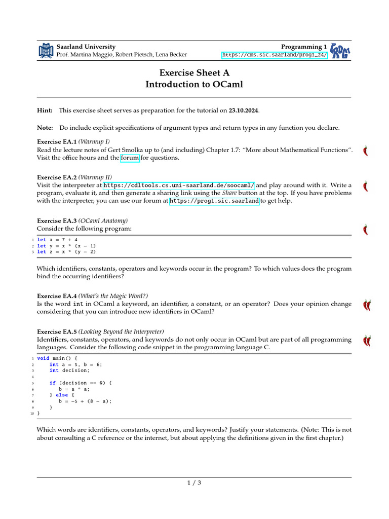 Exercise Sheet A | PDF | Reserved Word | Integer (Computer Science)
