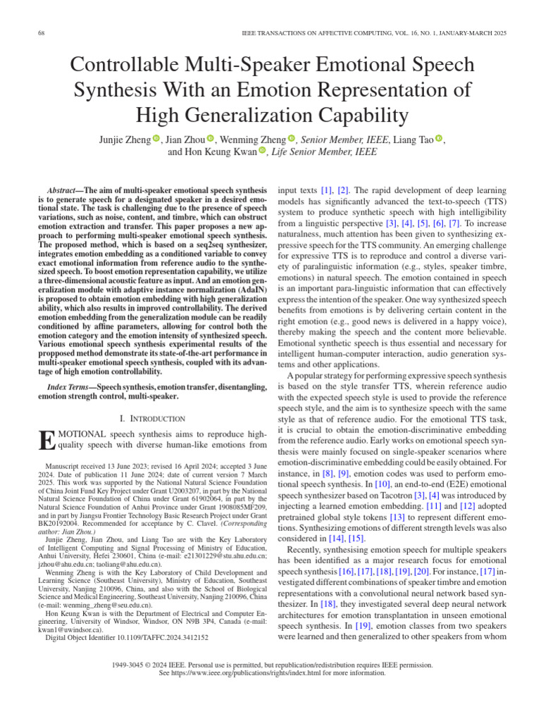 Controllable Multi-Speaker Emotional Speech Synthesis With An Emotion Representation of High ...