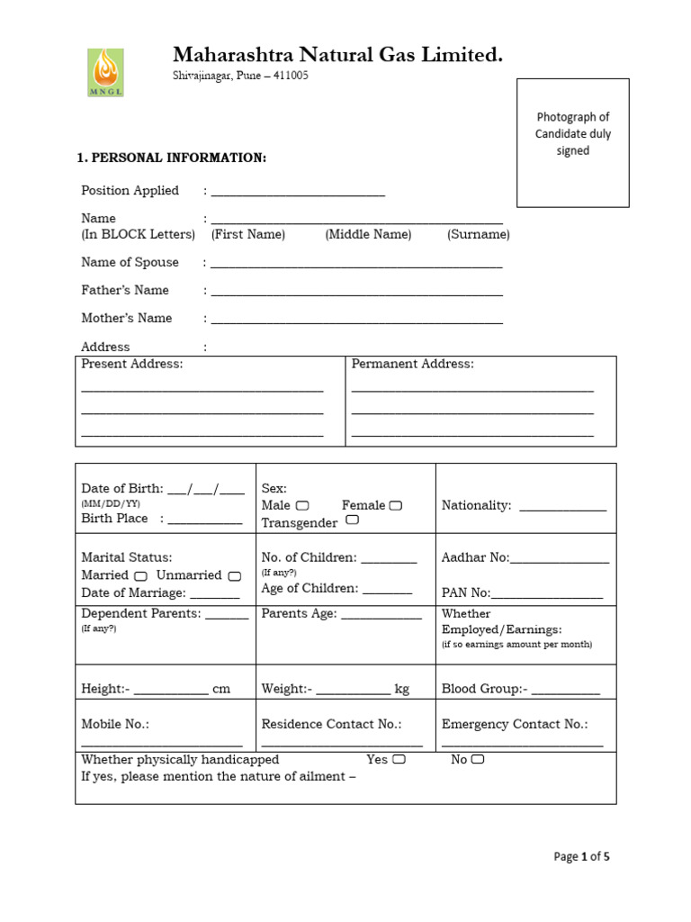 MNGL Employment Application Form | PDF | Justice | Crime & Violence