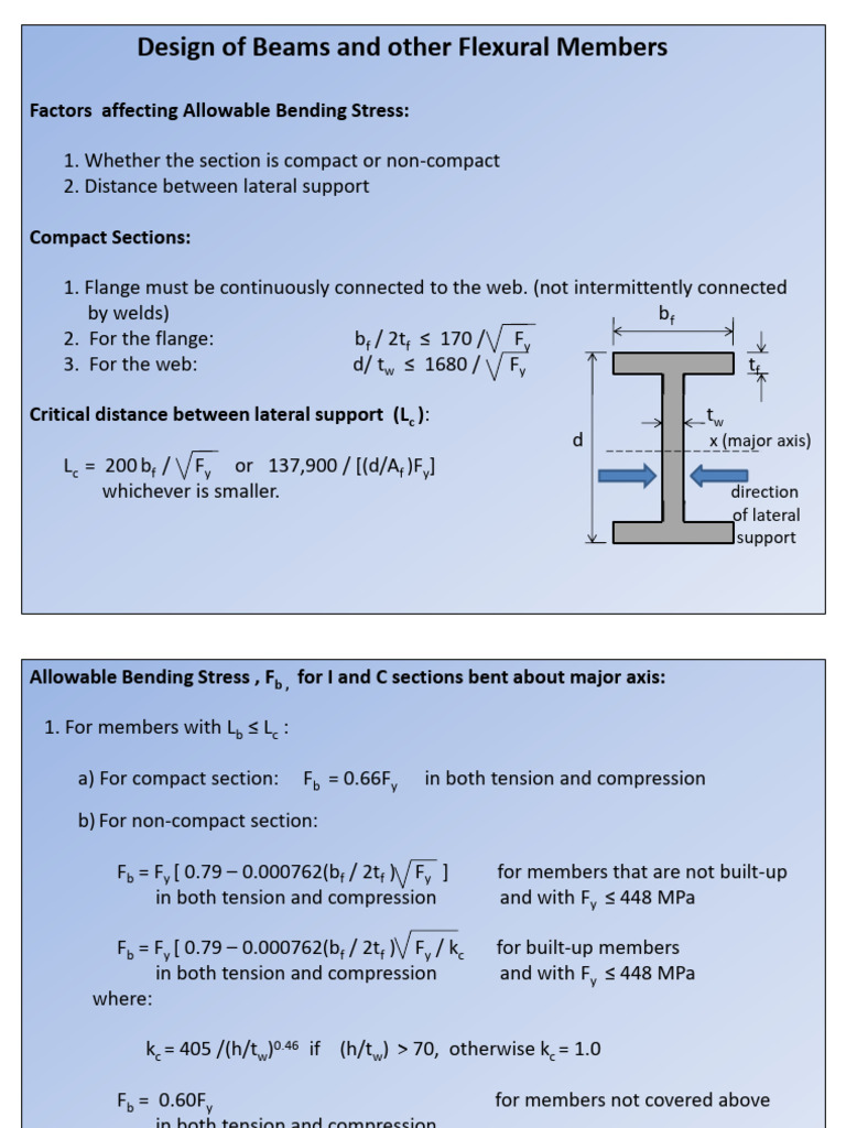 Steel Beam - Allowable Bending Stress | PDF | Bending | Beam (Structure)