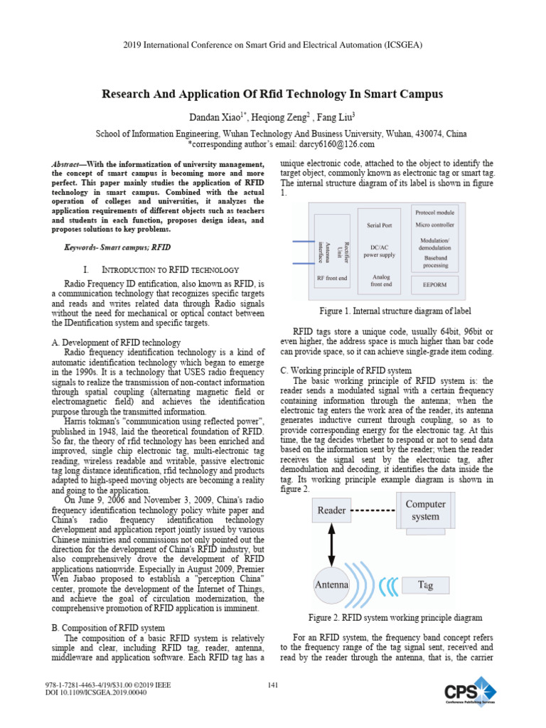 Research and Application of RFID Technology in Smart Campus | PDF