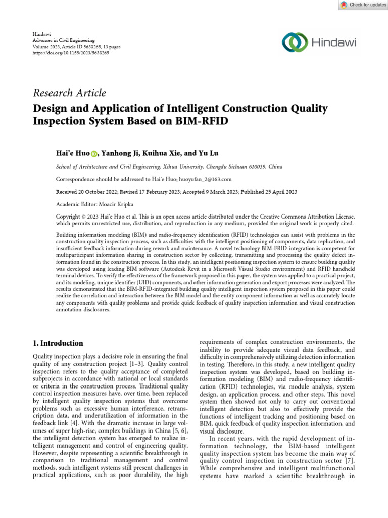 Design and Application of Intelligent Construction Quality Inspection ...