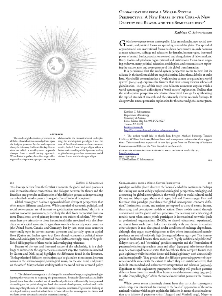 Brasil and The Semi Periphery | PDF | Development Economics | Sociology