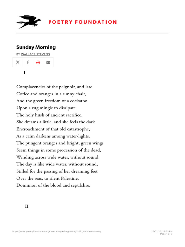 Wallace Stevens' Sunday Morning Poem | PDF