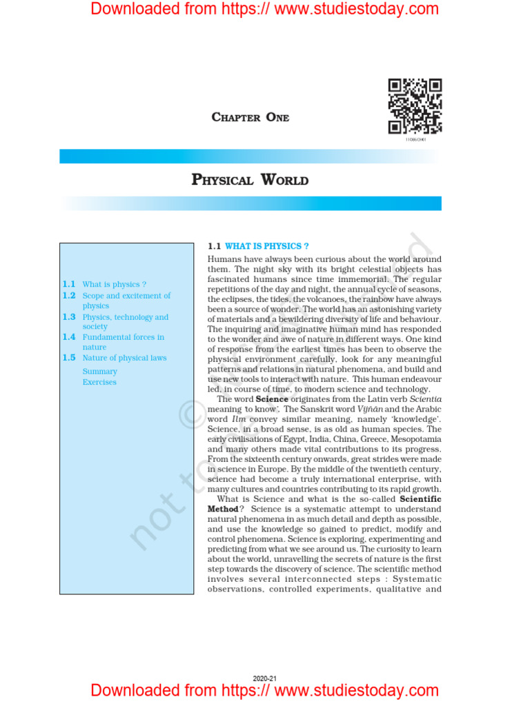 NCERT Class 11 Physics Part 1 Physical World | PDF | Force | Nuclear Force