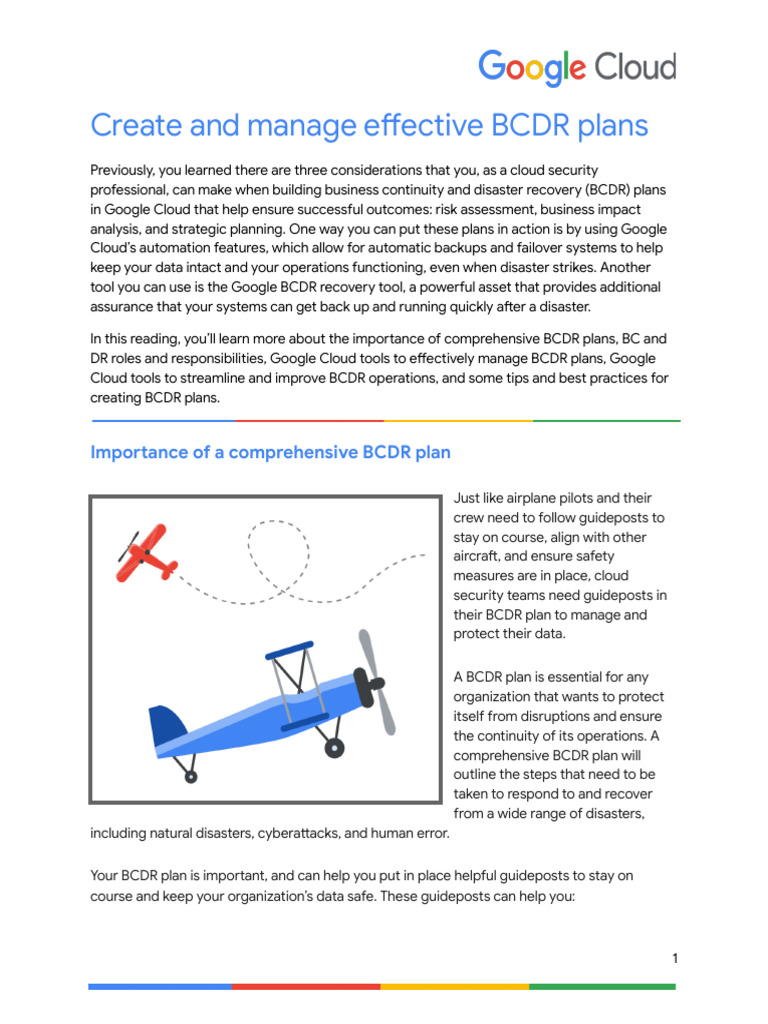Create and manage effective BCDR plans | PDF | Cloud Computing | Computing