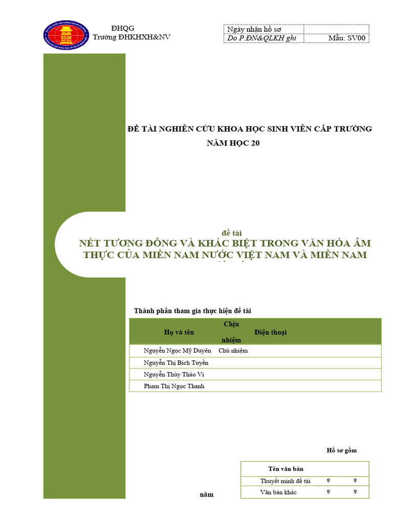 ĐỀ TÀI NCKH ẨM THỰC | PDF