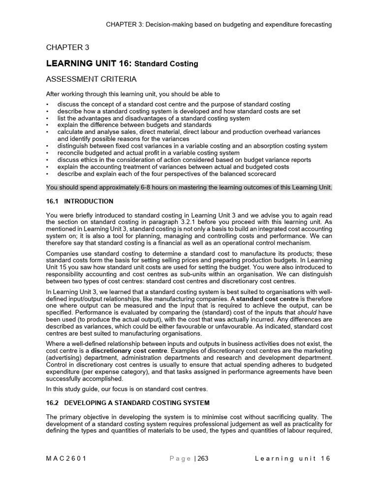 Mac2601 Learning Unit 16 | PDF | Body Mass Index | Cost Of Goods Sold
