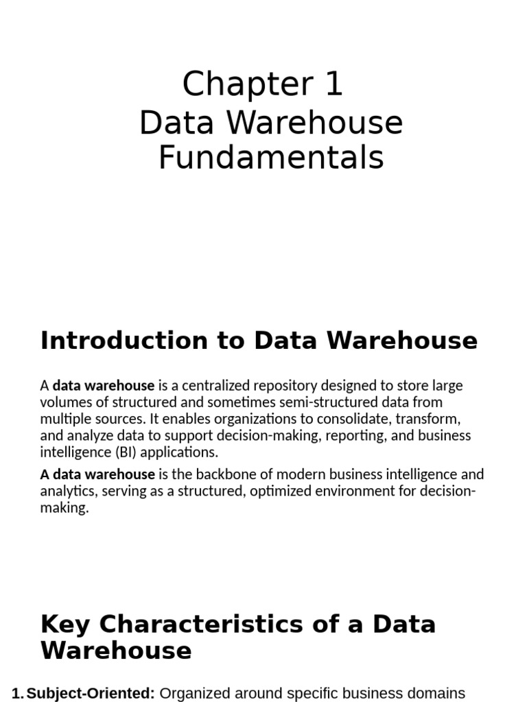 Chapter 1 Data Warehouse Fundamentals | PDF | Data Warehouse | Database ...