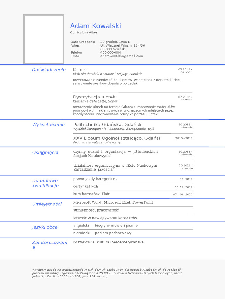 Szablon cv2 Gratka | PDF
