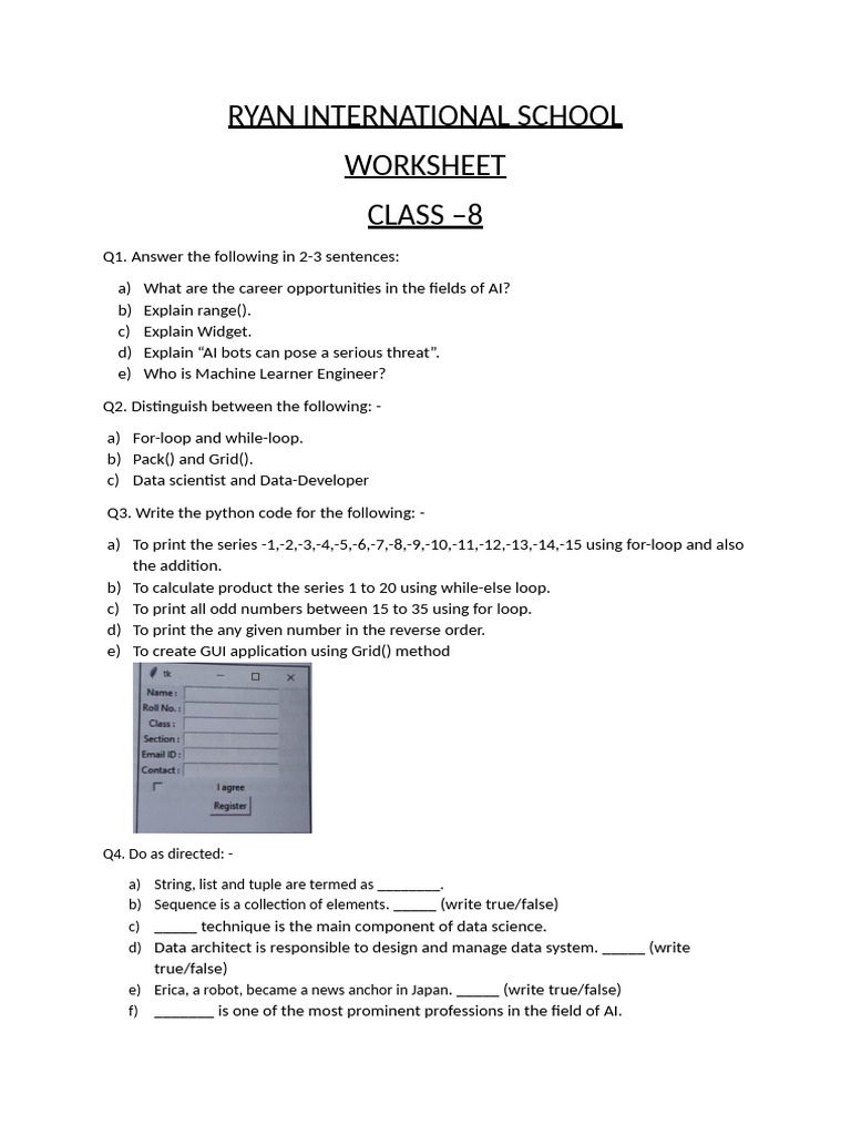 Class-8 Computer Worksheet (Final Examination 2024-2025) | PDF