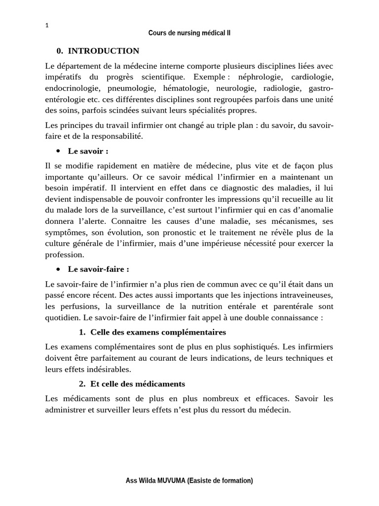 Cours de Nursing Médical II | PDF | Allaitement | Soins de santé