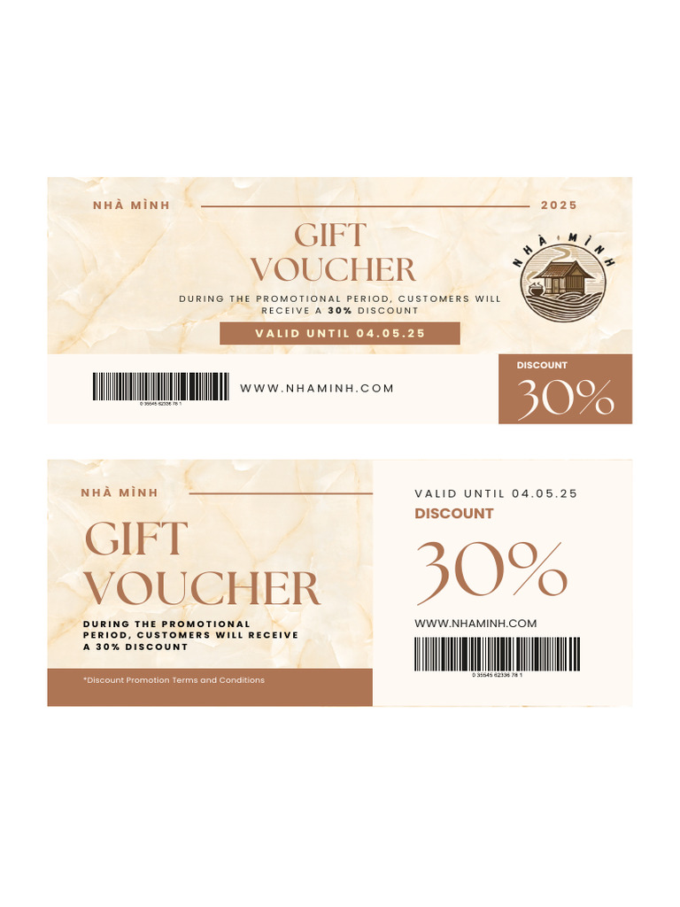 Beige and Brown Classic Promotion Gift Voucher A4 | PDF