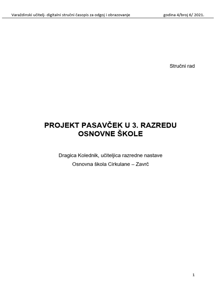 Pasavcek Članak Dragica Kolednik | PDF