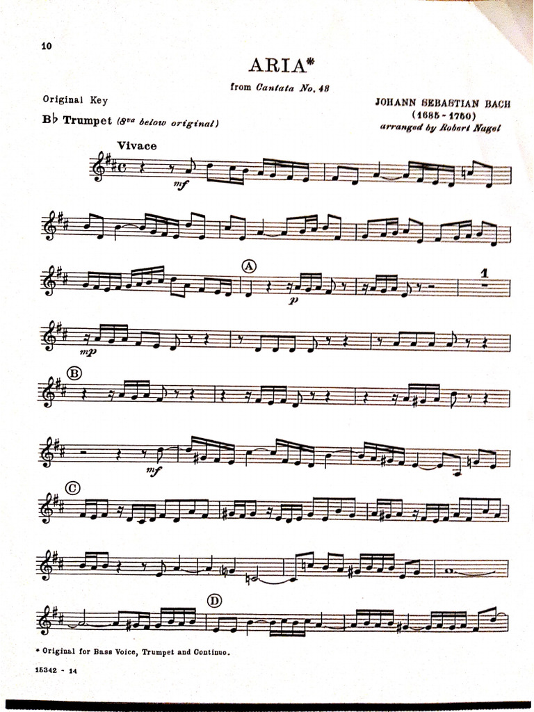 Aria Form Cantata No. 48, J.S.Bach Arr. Robert Nagel | PDF