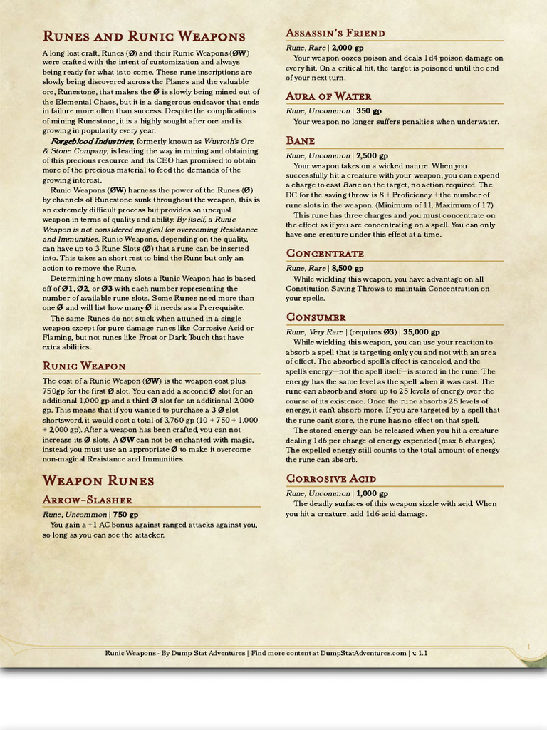 Runic Weapons | PDF