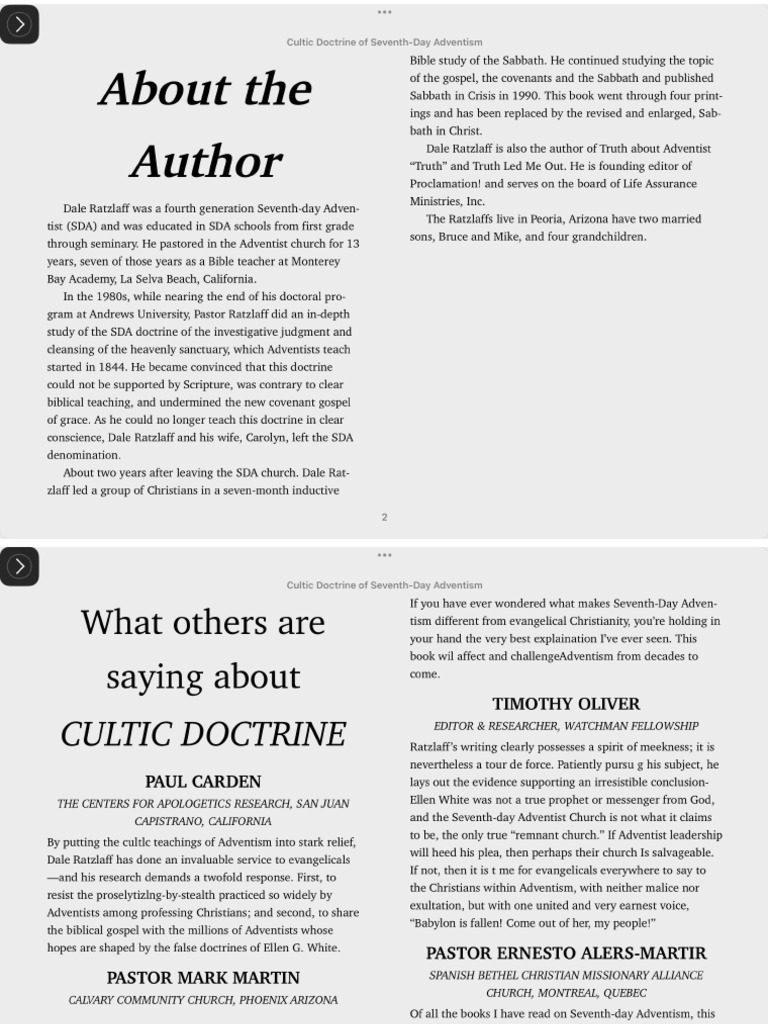 Cultic Doctrine of The SDA Church - Dale Ratzlaff | PDF