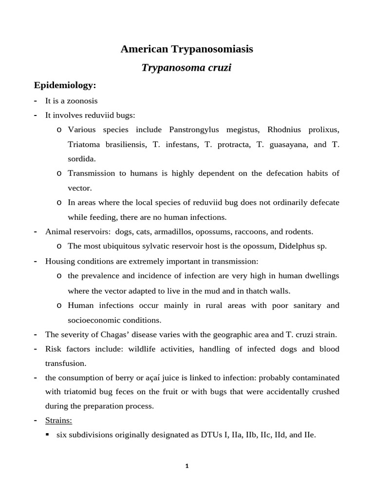 american trypanosomiasis | PDF | Infection | Medical Specialties