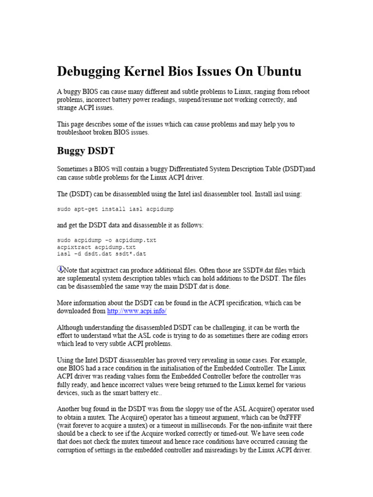 Debugging BIOS Issues on Ubuntu | PDF | Bios | Computer Engineering