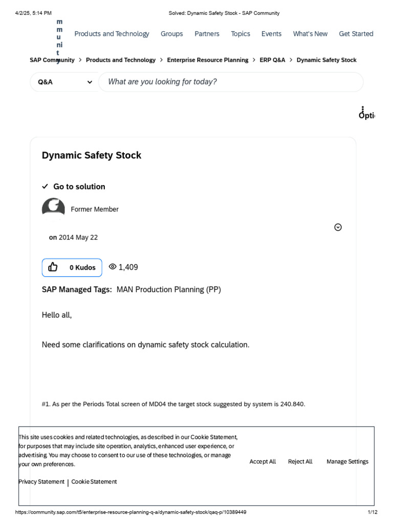 Solved - Dynamic Safety Stock - SAP Community | PDF | Http Cookie | Privacy