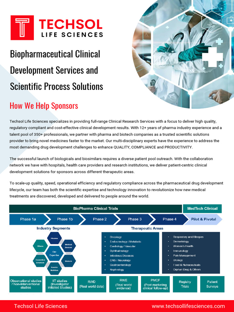 Brochure Techsol Biopharma Clinical Services | PDF | Biopharmaceutical | Drug Development