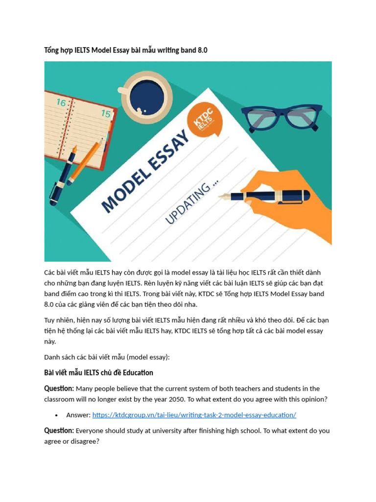 Band 8 IELTS Model Essay Collection | PDF