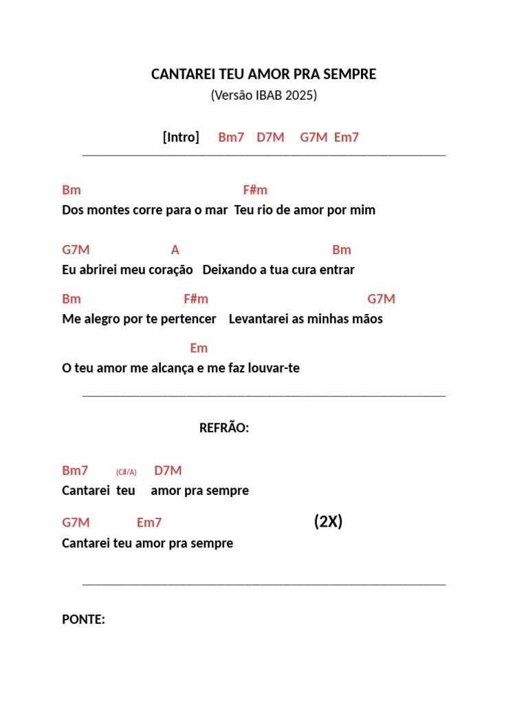 Cantarei Teu Amor Pra Sempre | PDF