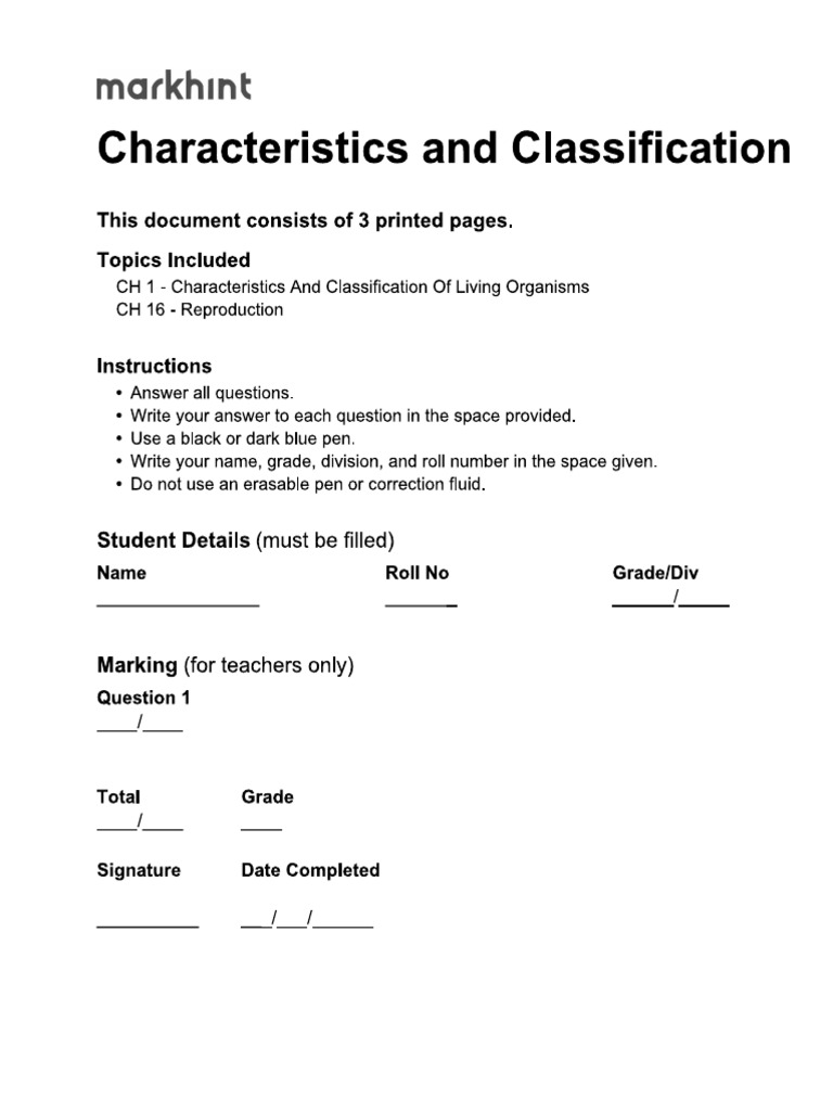 Characteristics and Classification Revision P6 | PDF