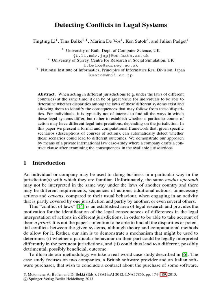 Detecting Conflicts in Legal Systems | PDF | Liquidated Damages