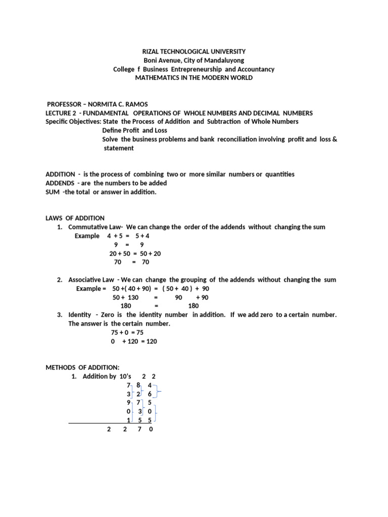 Lecture 2 - Mathematics in The Modern World - 2ND Sem 2024 | PDF ...
