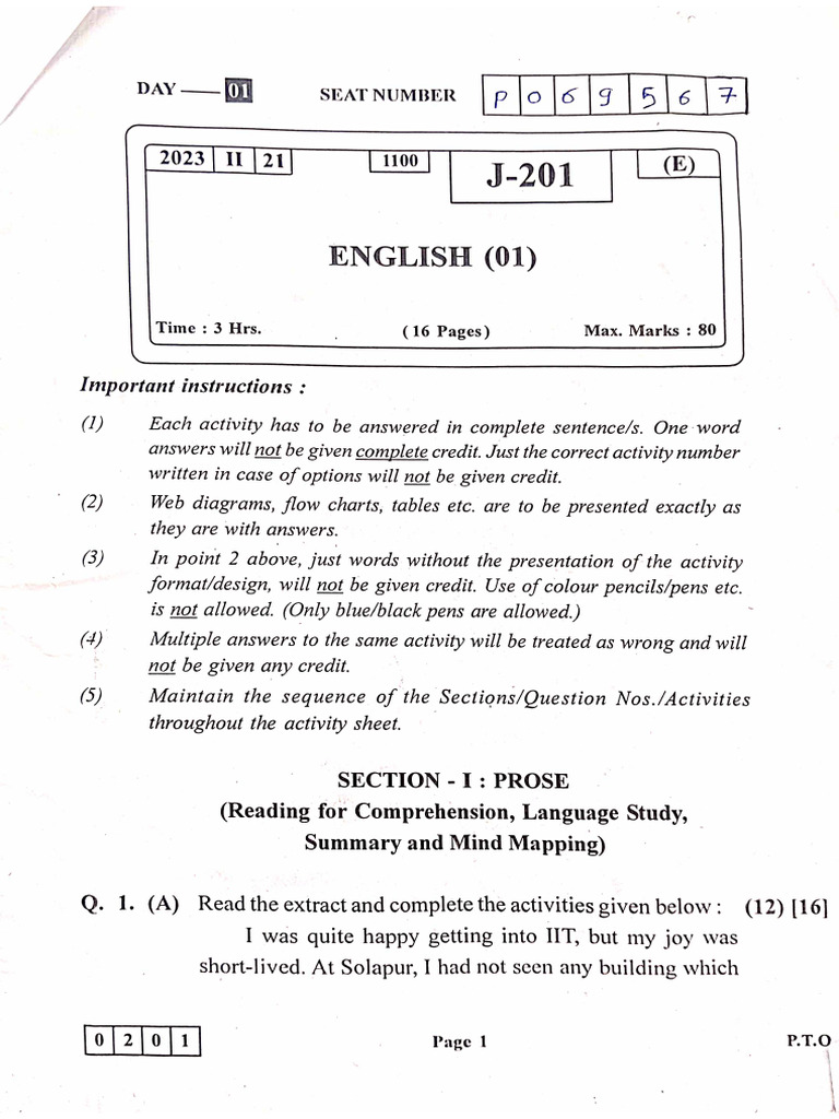 Board Question Paper March 2023 | PDF