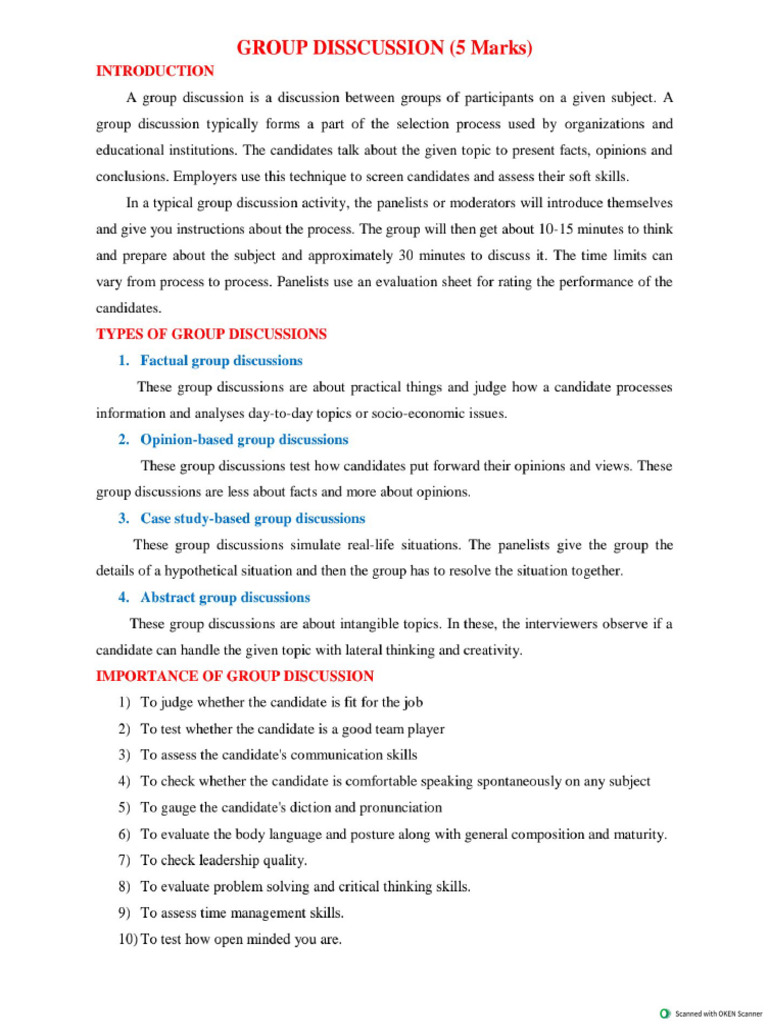 Group Discussion | PDF