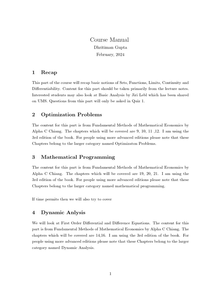 Course Manual | PDF
