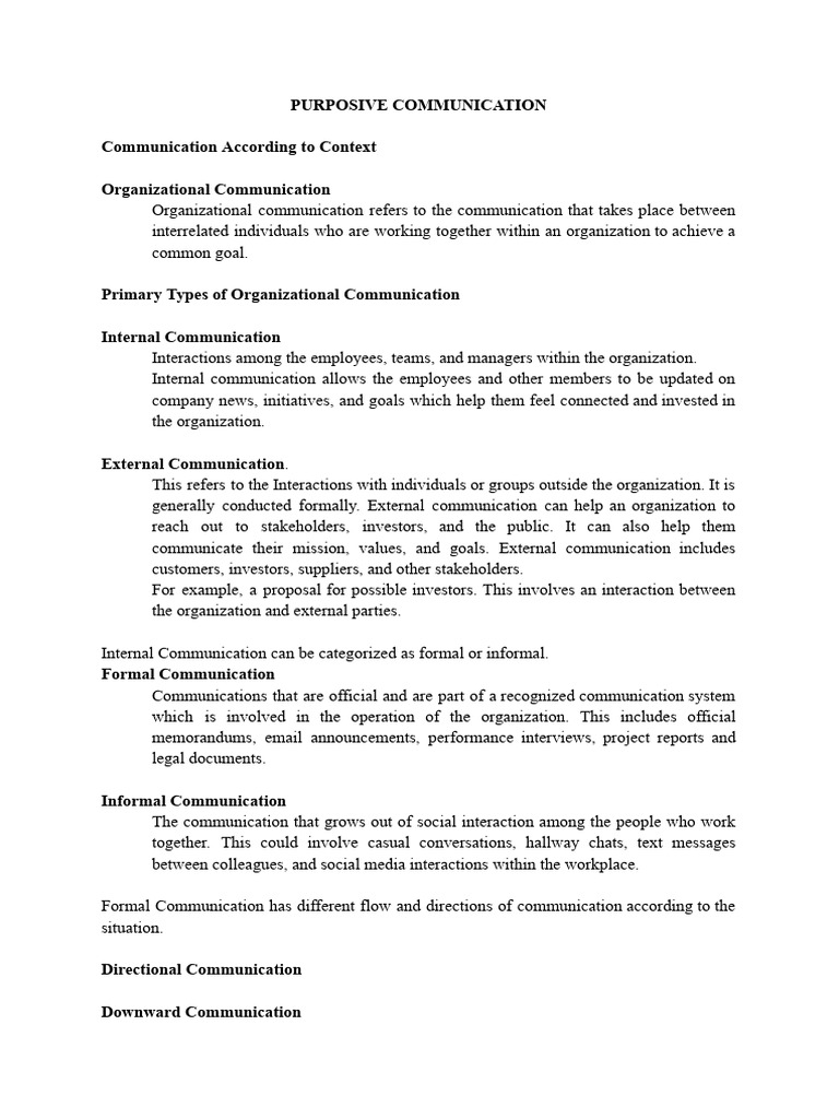 Types of Organizational Communication | PDF | Communication | Goal