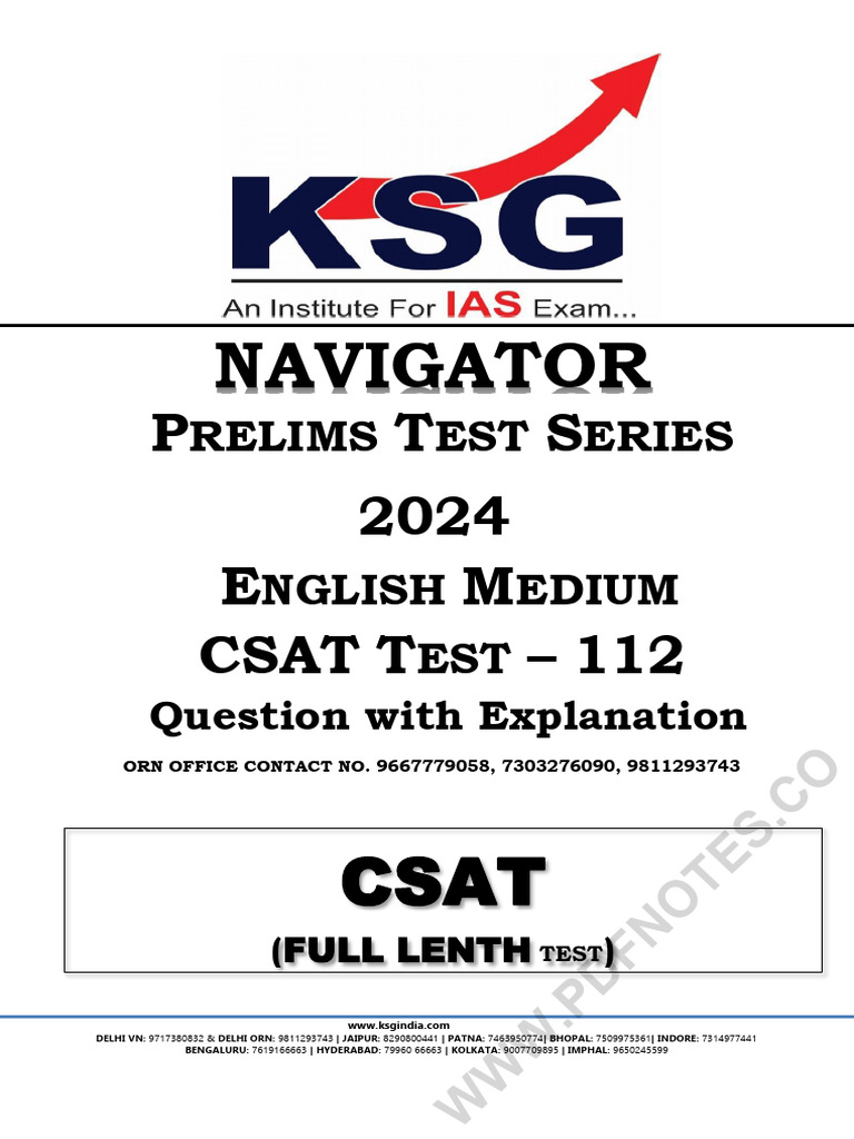 12 Prelims Test Series 112 Csat Full Length Test | PDF