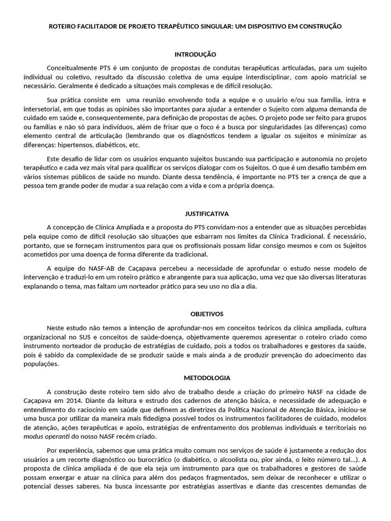 Artigo - Roteiro - Facilitador - de - Pts Word | PDF | Família | Tempo