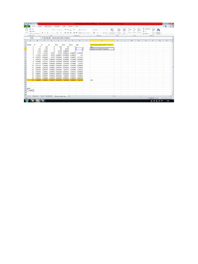 MOHAMAD ZAINUL HASAN SS Rumus Excel Galat Relative Hampiran | PDF