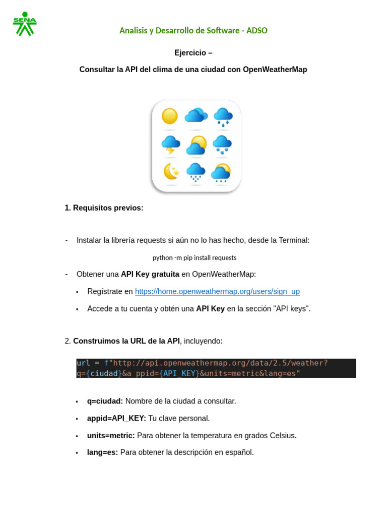 Consulta API Clima OpenWeatherMap | PDF