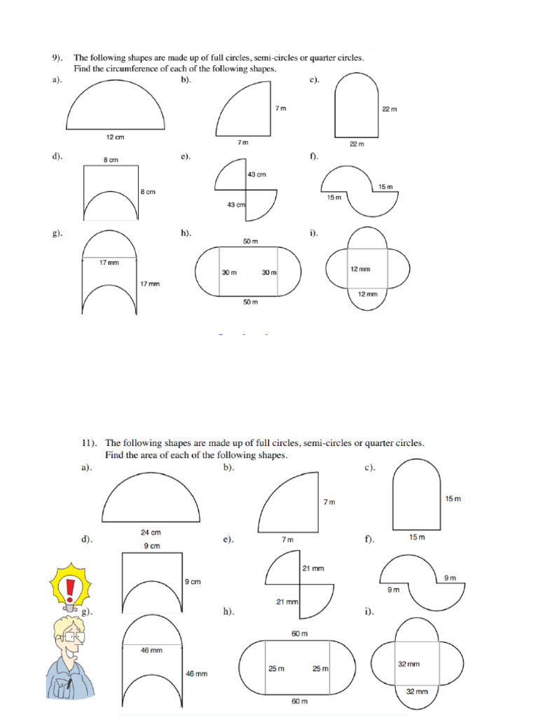 Area and Circumference of Circle Compound Shape | PDF