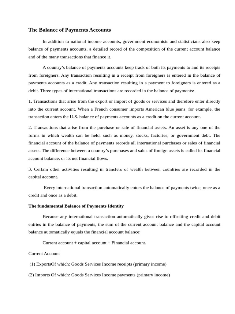 The Balance of Payments Accounts | PDF | Debits And Credits | Balance ...