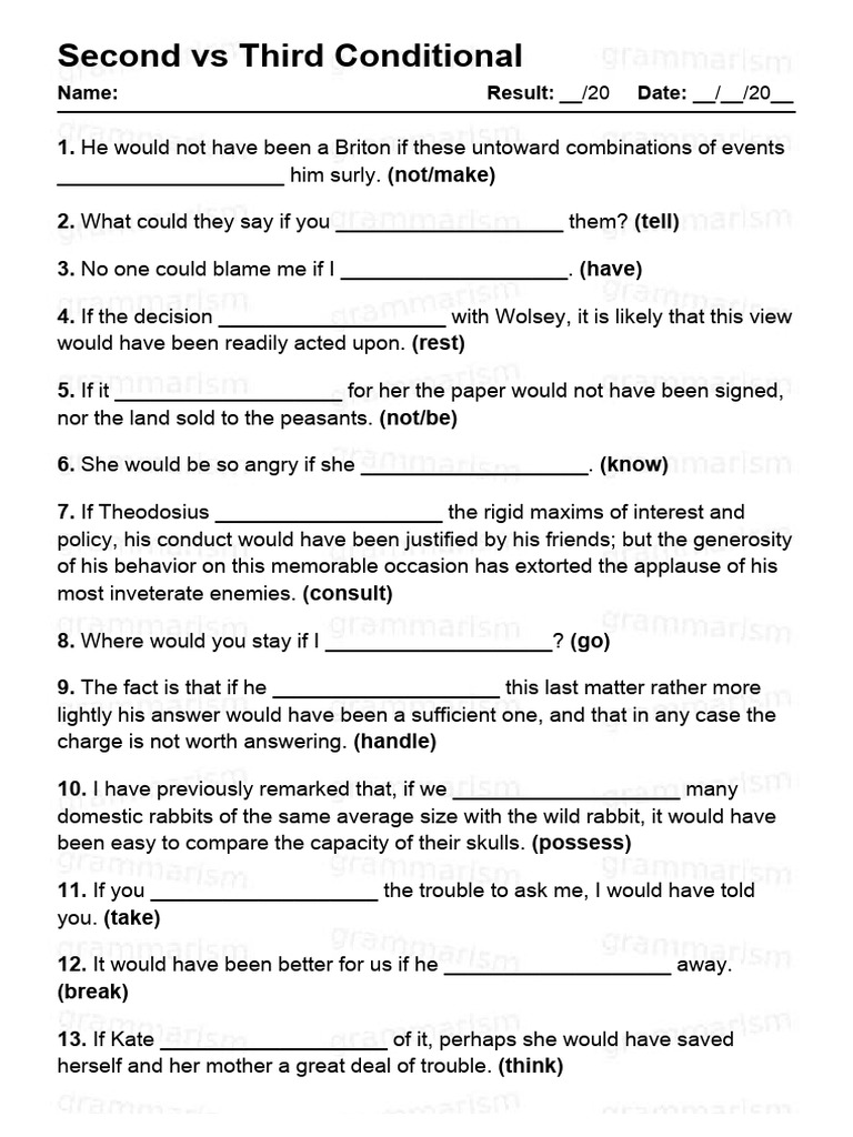 Grammarism Second Vs Third Conditional Test 16 1392350 Pdf 6540