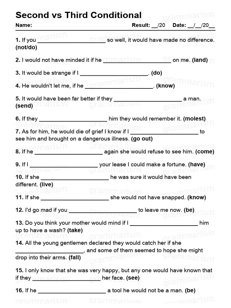 Grammarism Second Vs Third Conditional Test 15 1064669 | PDF