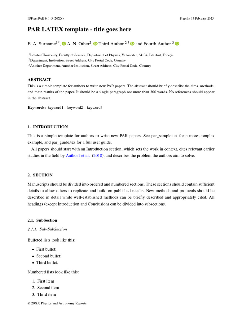 PAR LaTeX Template for Authors | PDF | Mathematics
